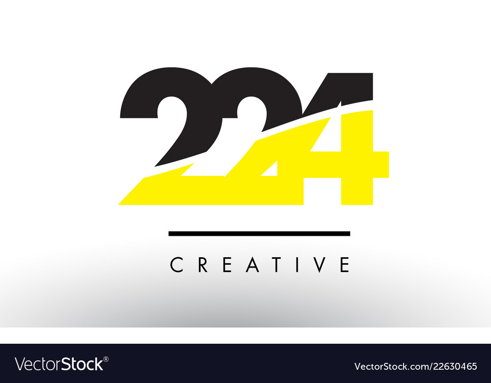 224 black and yellow number logo design Royalty Free Vector