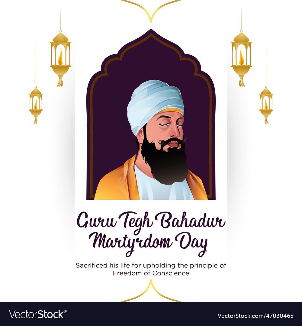 Banner design of guru tegh bahadur jayanti Vector Image