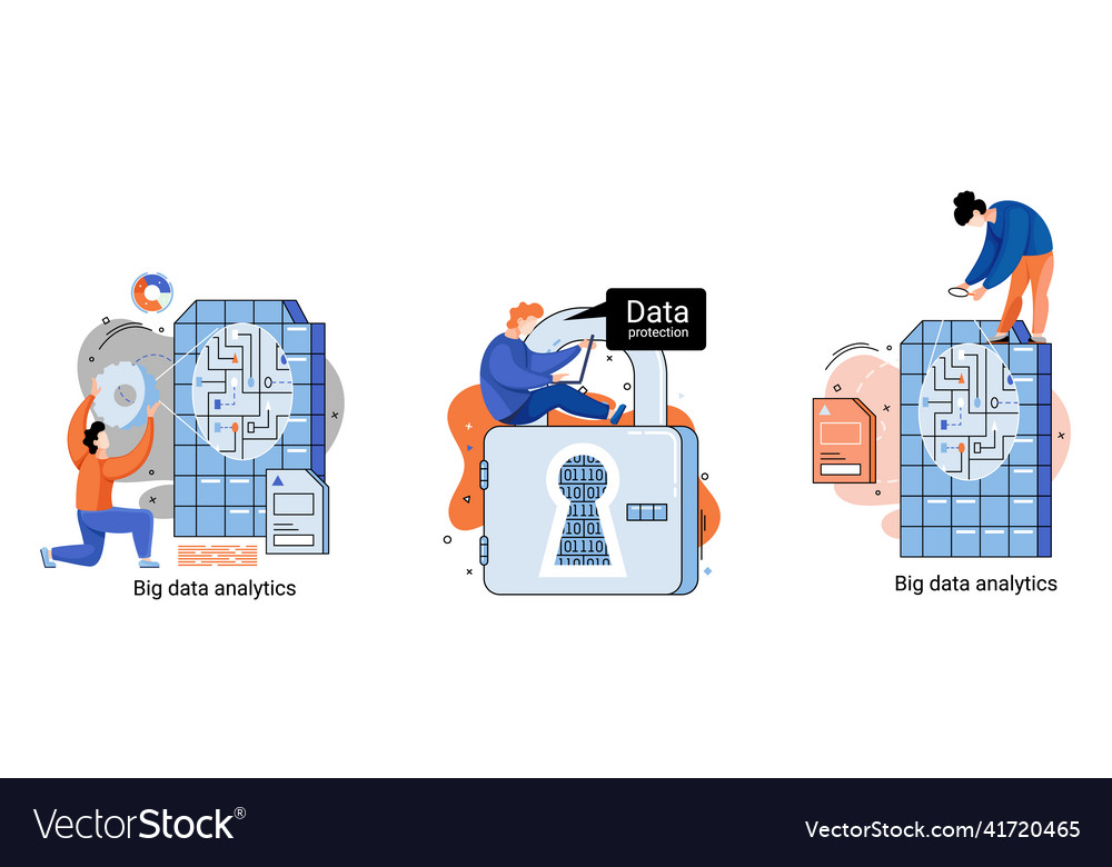 Big data analytics process of analyzing complex Vector Image