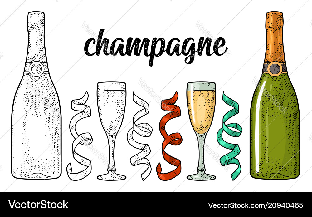 Champagne calligraphic handwriting lettering Vector Image