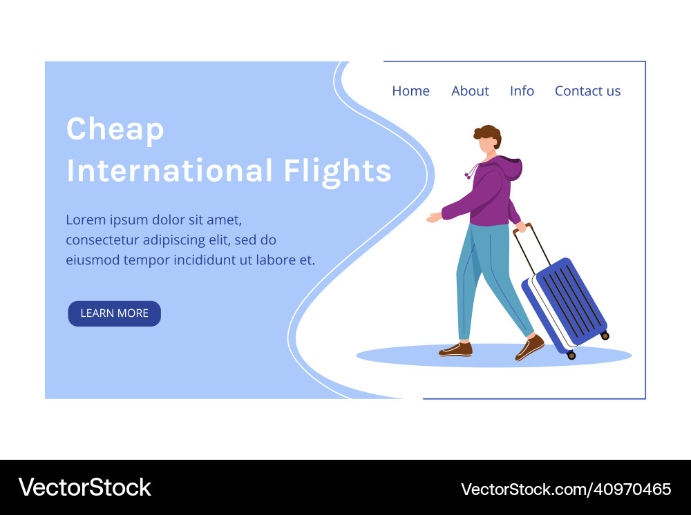 Cheap international flights landing page template Vector Image