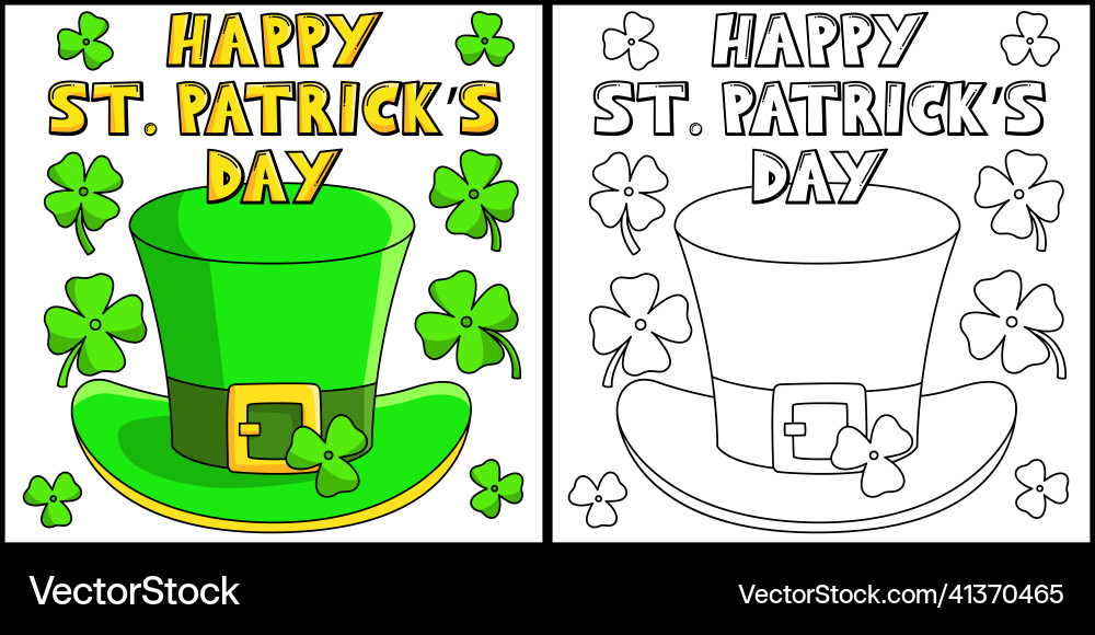 Happy st patricks day leprechaun hat coloring Vector Image