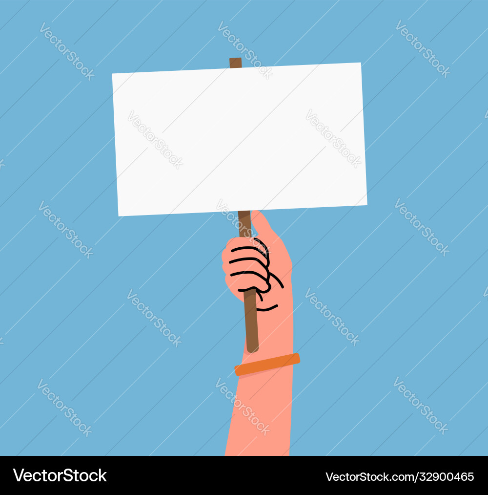 Human hand holding sign banner Royalty Free Vector Image