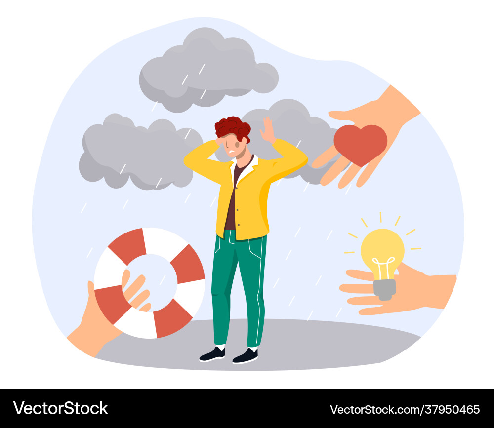 Human helping hand with love support and therapy Vector Image