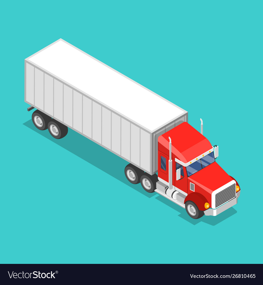 Isometric flat concept a cargo truck Royalty Free Vector Isometric flat concept a cargo truck Royalty Free Vector