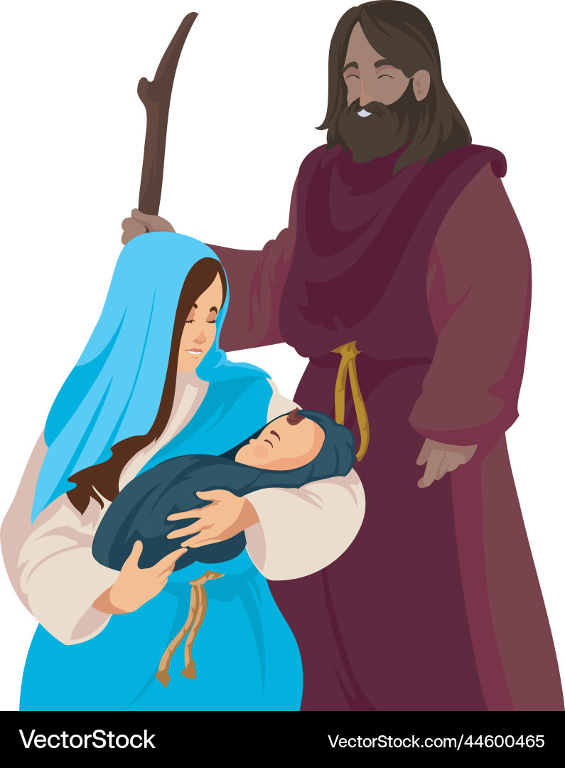 Joseph and mary with jesus Royalty Free Vector Image