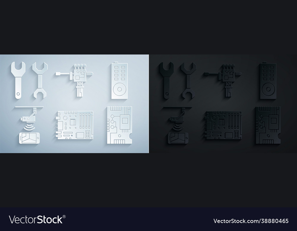 Set electronic computer components motherboard Vector Image Set electronic computer components motherboard Vector Image
