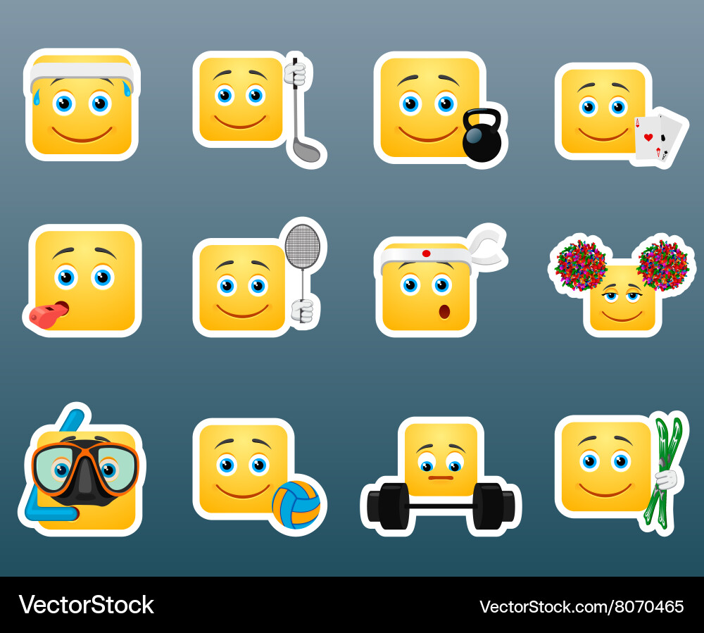 Set of cute smile stickers Royalty Free Vector Image