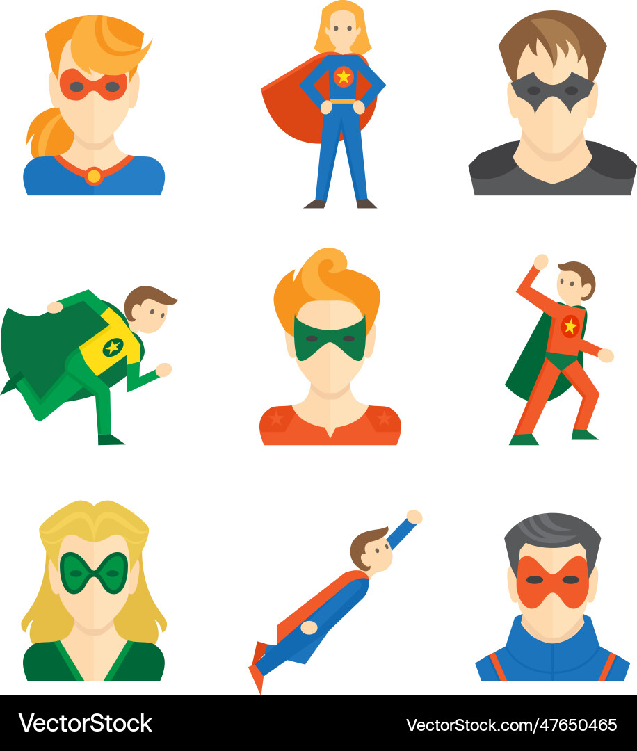 Superhero icon flat Royalty Free Vector Image - VectorStock