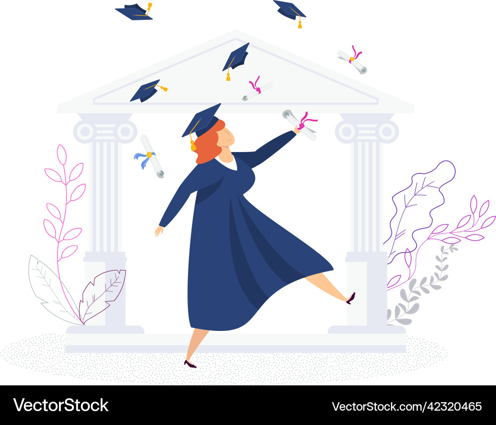 University graduates celebrate graduation Vector Image