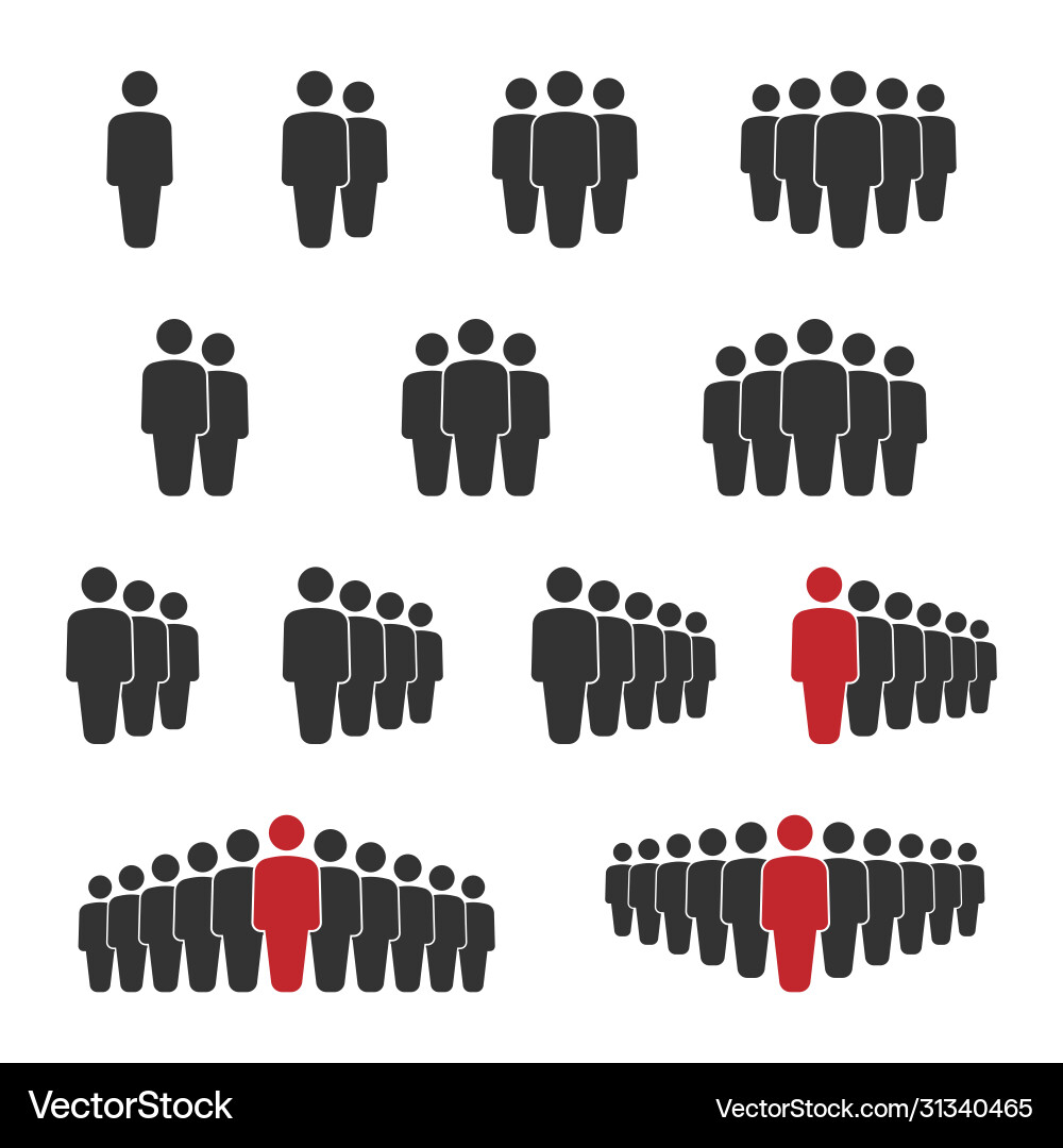 Workgroup with leader sign set people group icons Vector Image