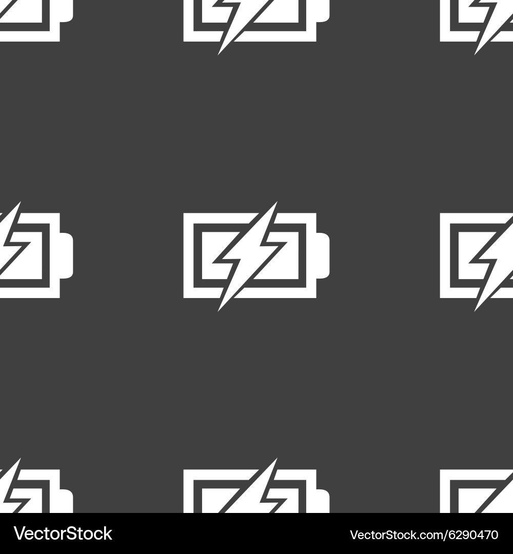 Battery charging sign icon Lightning symbol Vector Image
