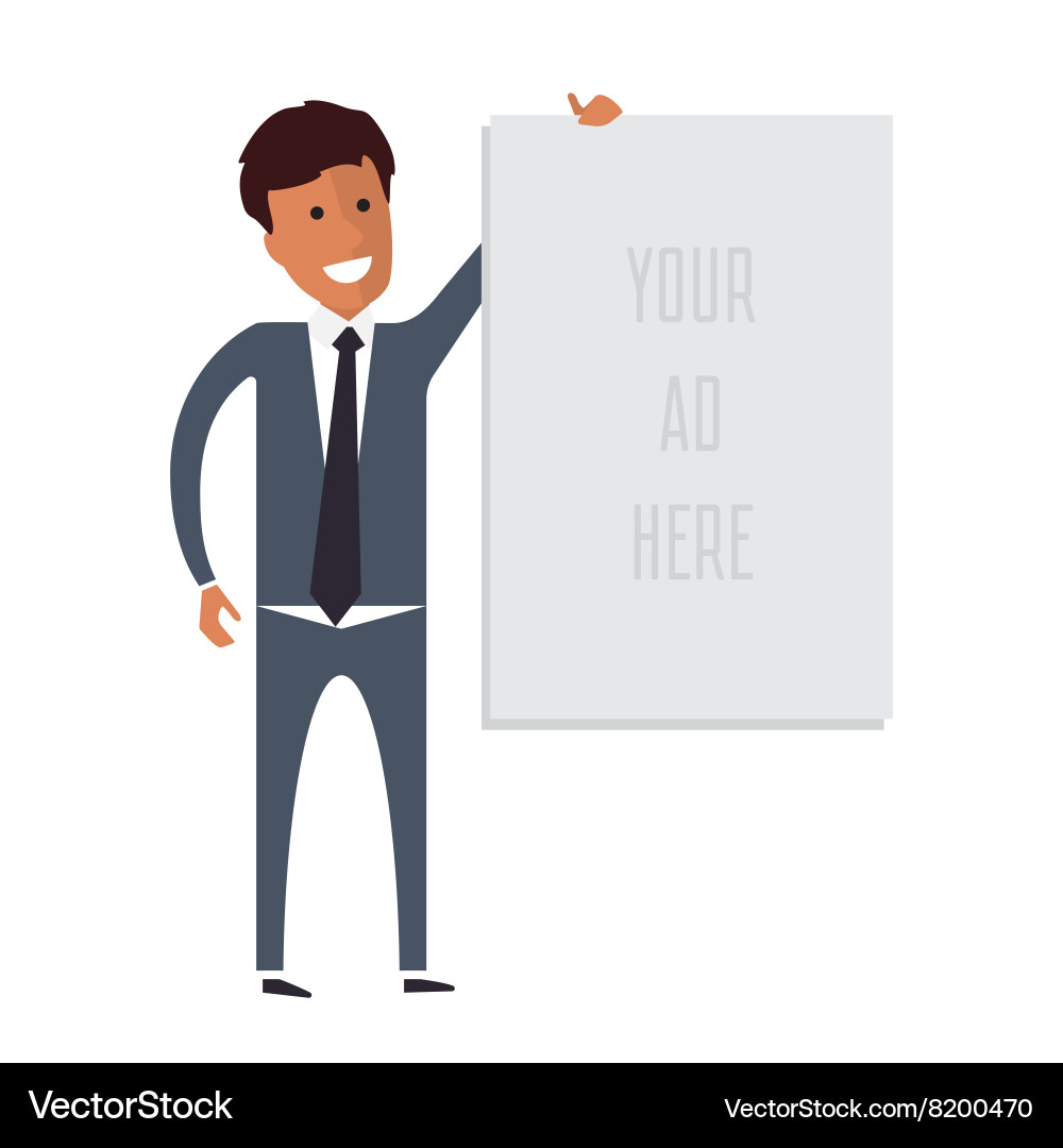 Business man holding banner with place Royalty Free Vector