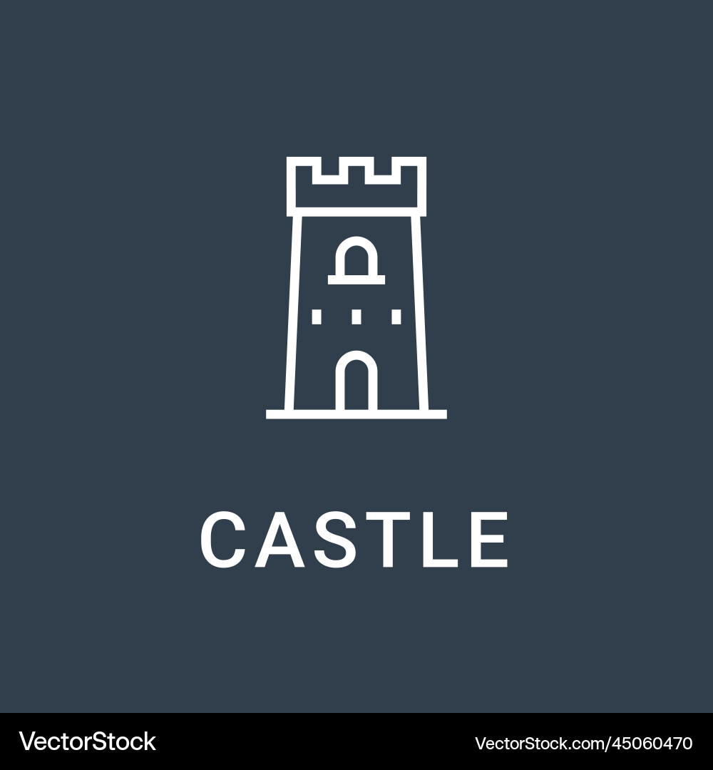 Castle icon fort line symbol tower Royalty Free Vector Image