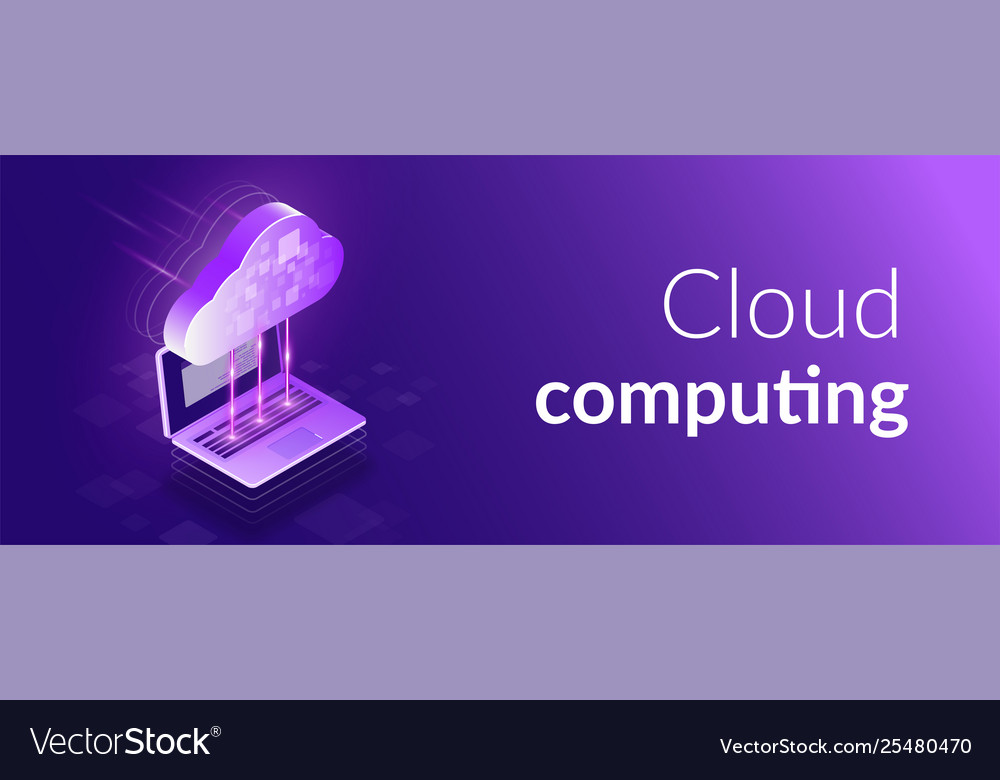 Cloud computing 3d isometric concept the process Vector Image