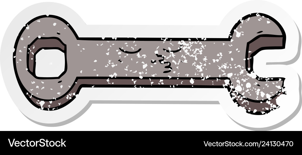 Distressed sticker of a cartoon spanner Royalty Free Vector