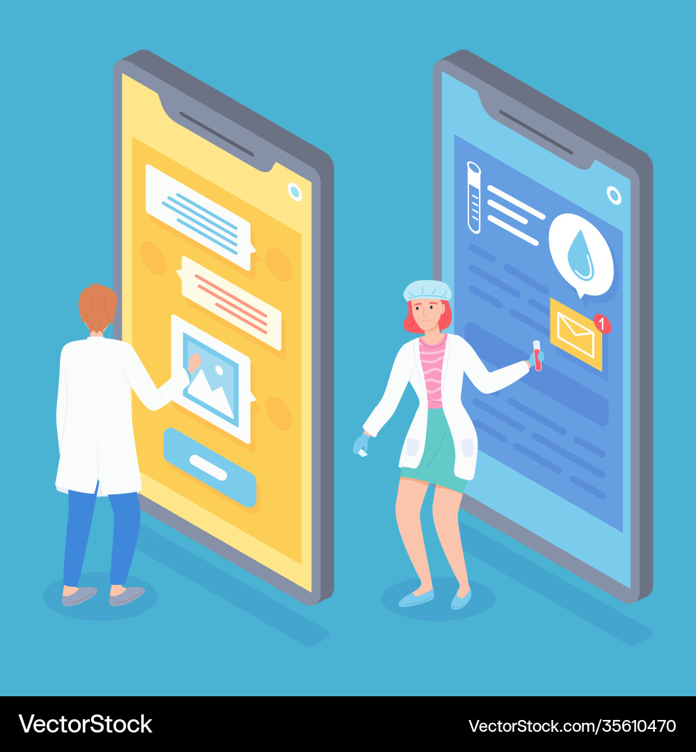 Doctors or laboratory assistants isometric 3d Vector Image