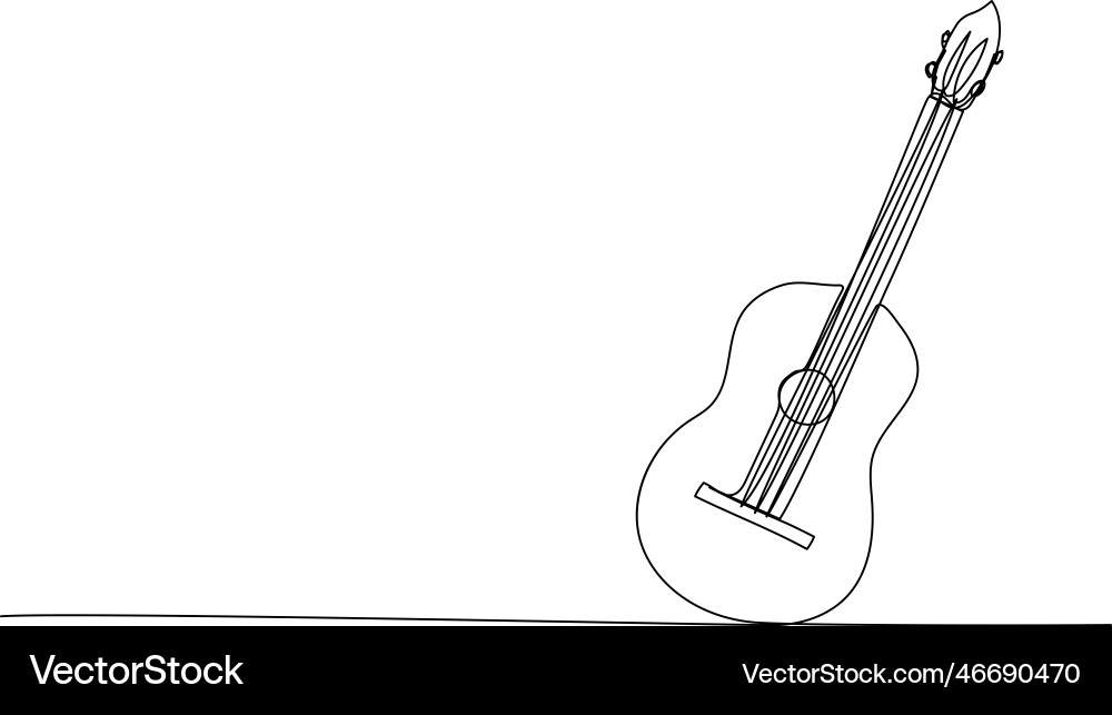 Electric guitar one line art continuous line Vector Image