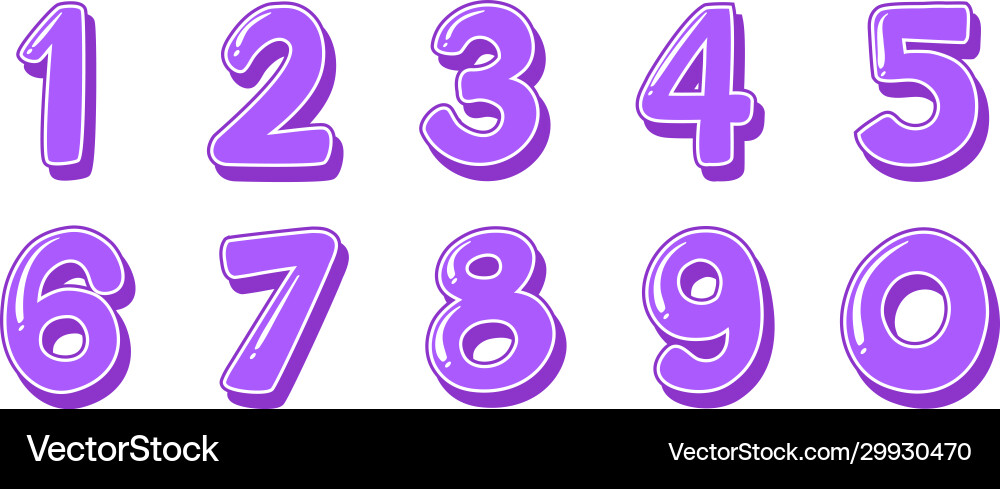 Font design for numbers one to zero on white Vector Image