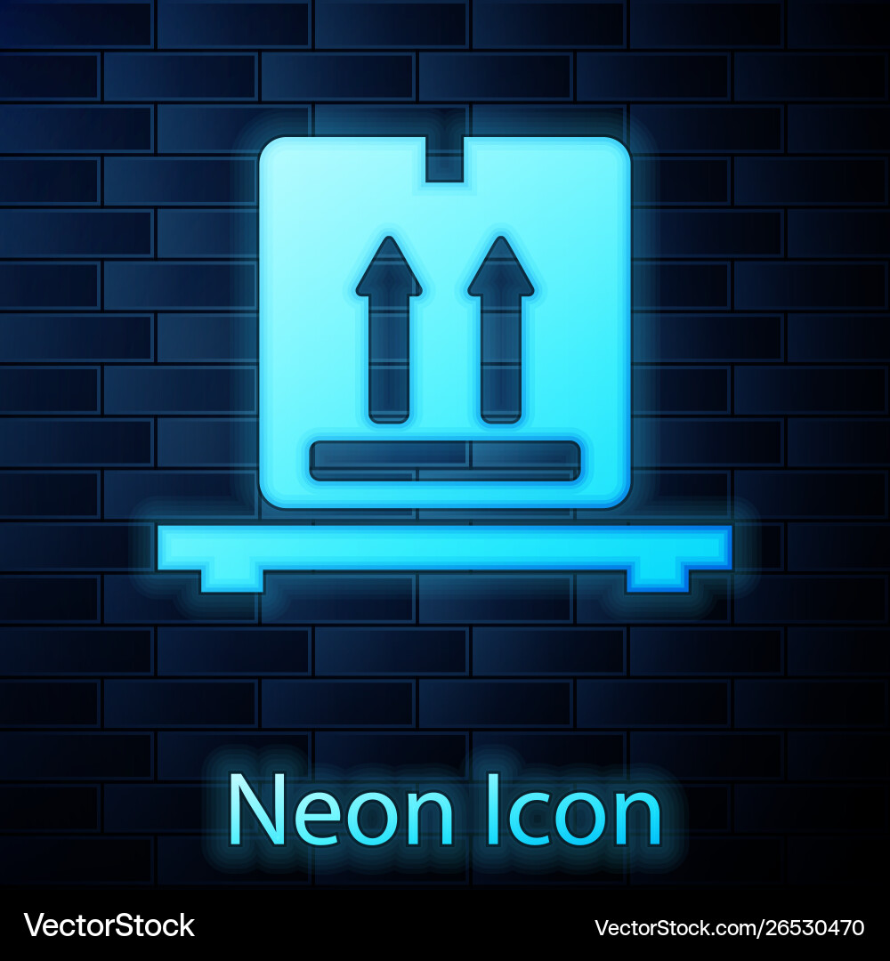 Glowing neon cardboard boxes on pallet icon Vector Image