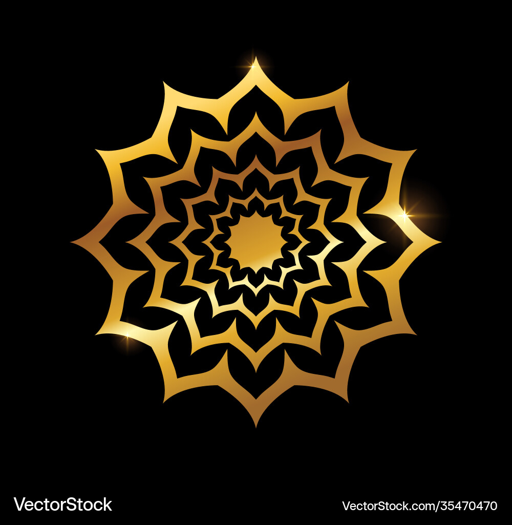 Golden mandala sign Royalty Free Vector Image - VectorStock