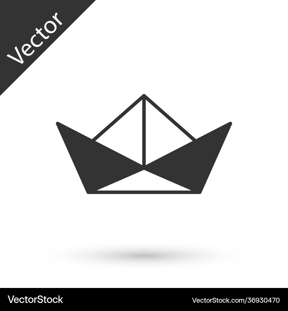 Grey folded paper boat icon isolated on white Vector Image