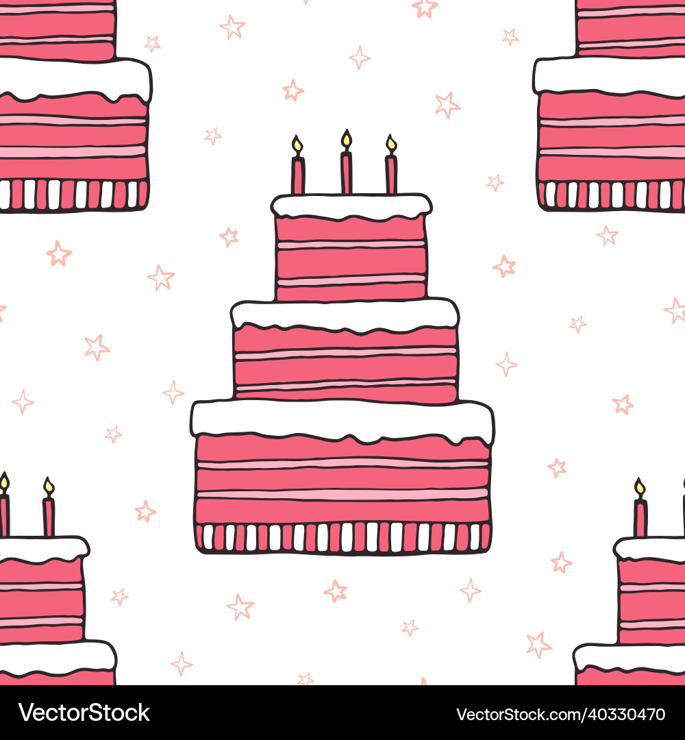 Hand drawn seamless pattern of big cake Royalty Free Vector