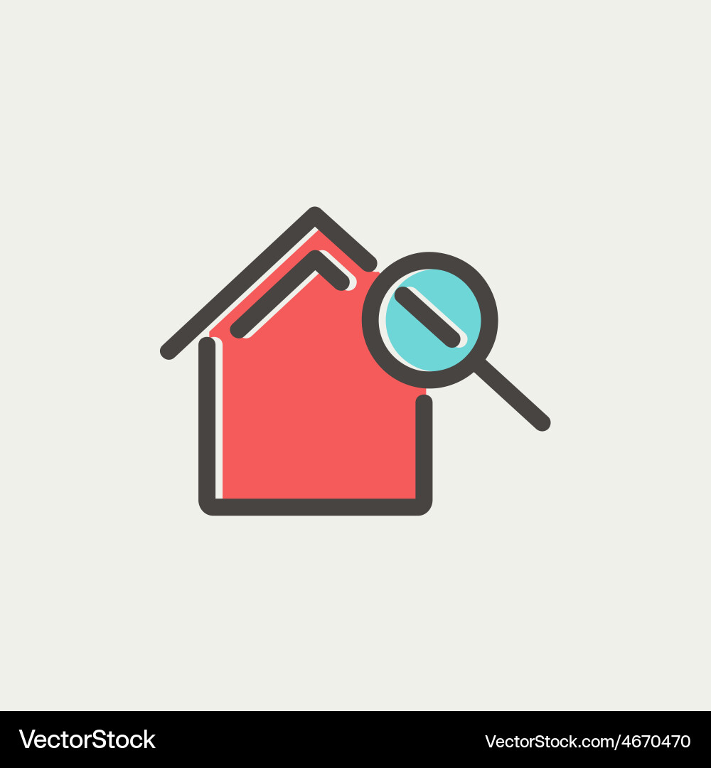 House and magnifying glass thin line icon Vector Image