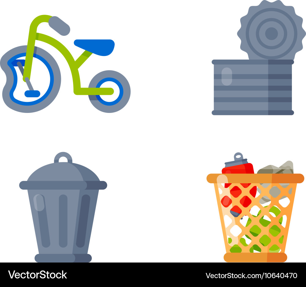 Household waste garbage icons Royalty Free Vector Image