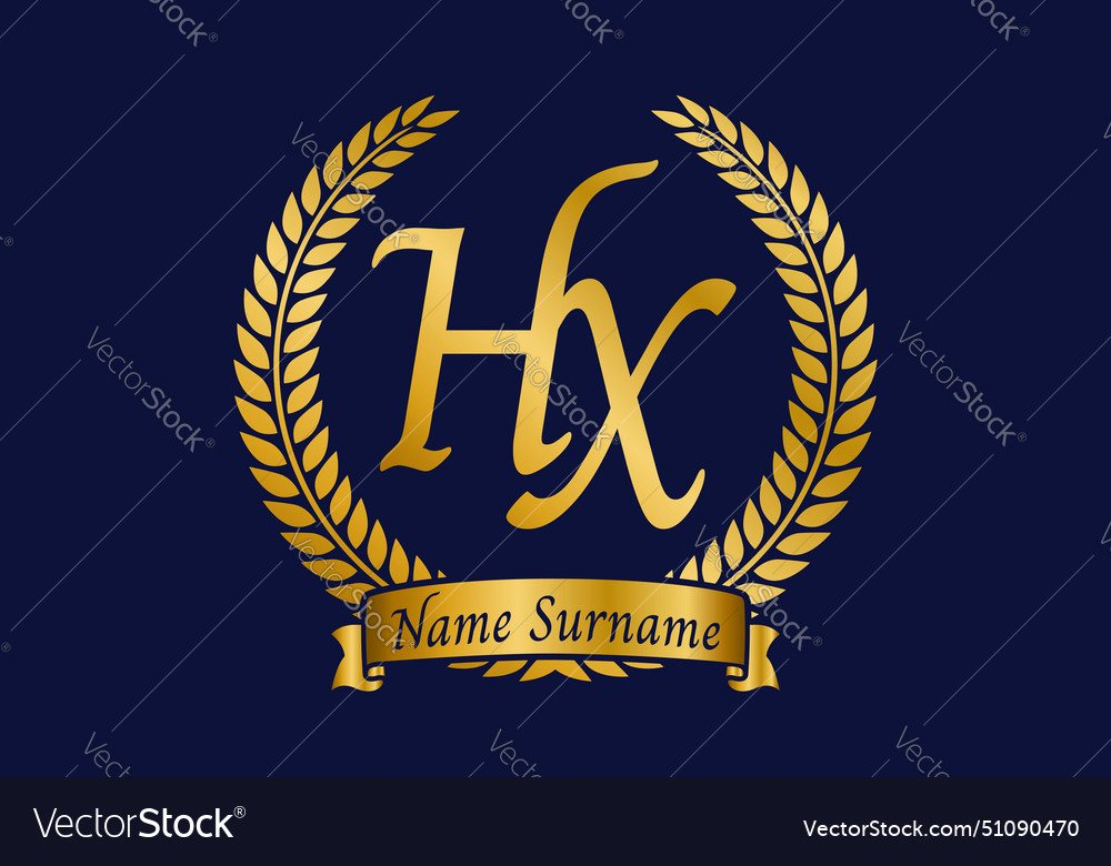 Initial letter h and x hx monogram logo design Vector Image