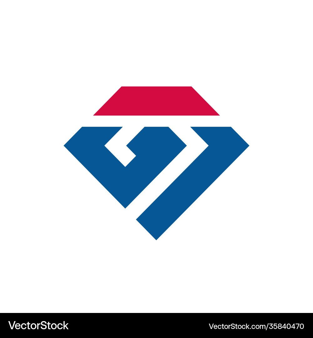 Initial letter w logo design red and blue color Vector Image