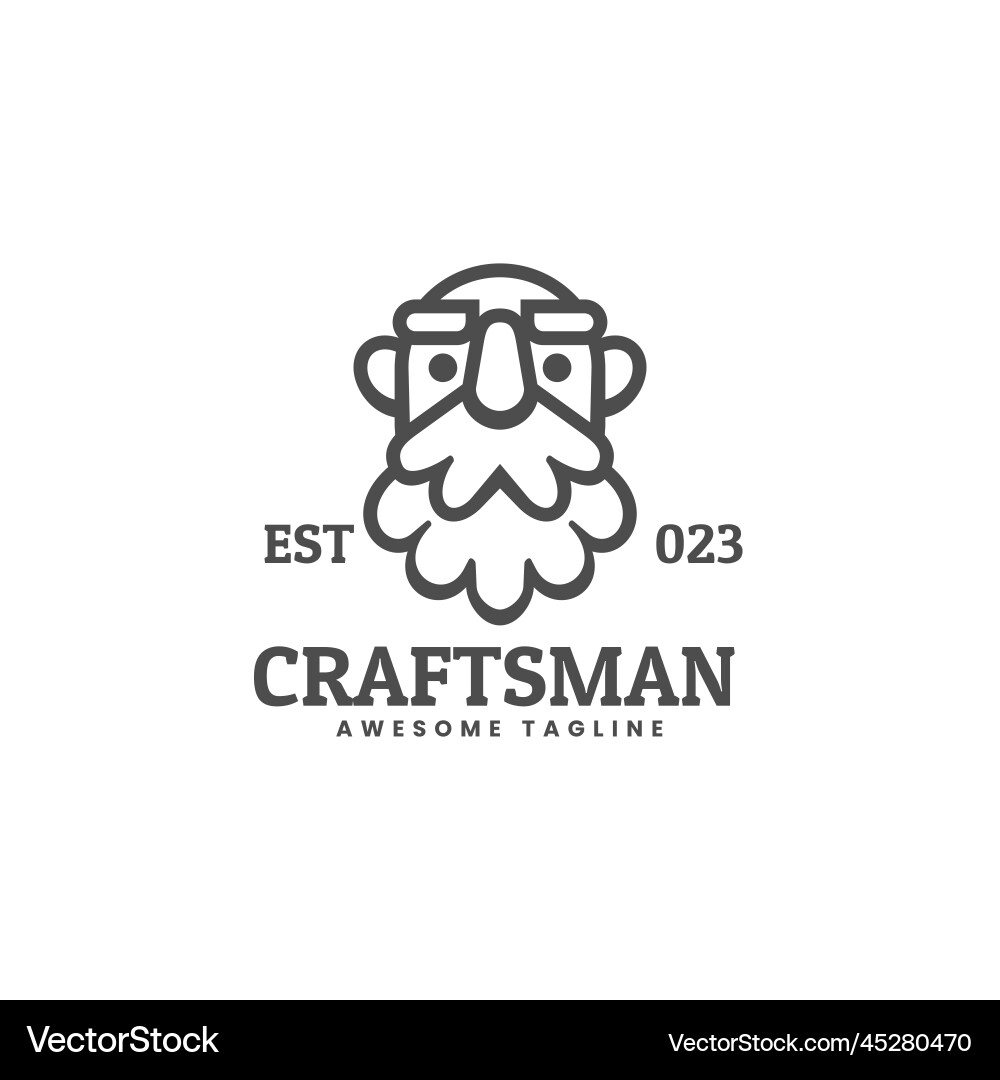 Logo craftsman line art style Royalty Free Vector Image