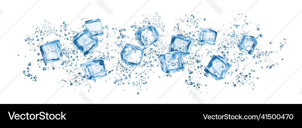 Realistic ice cubes and water drop splash skinali Vector Image