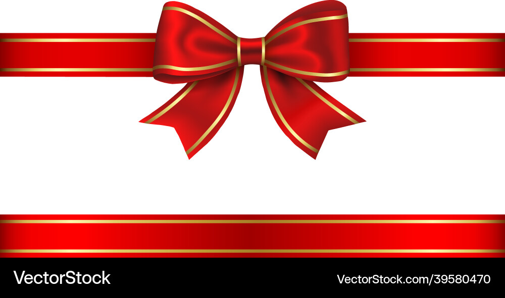 Red bow and ribbon with gold edging Royalty Free Vector