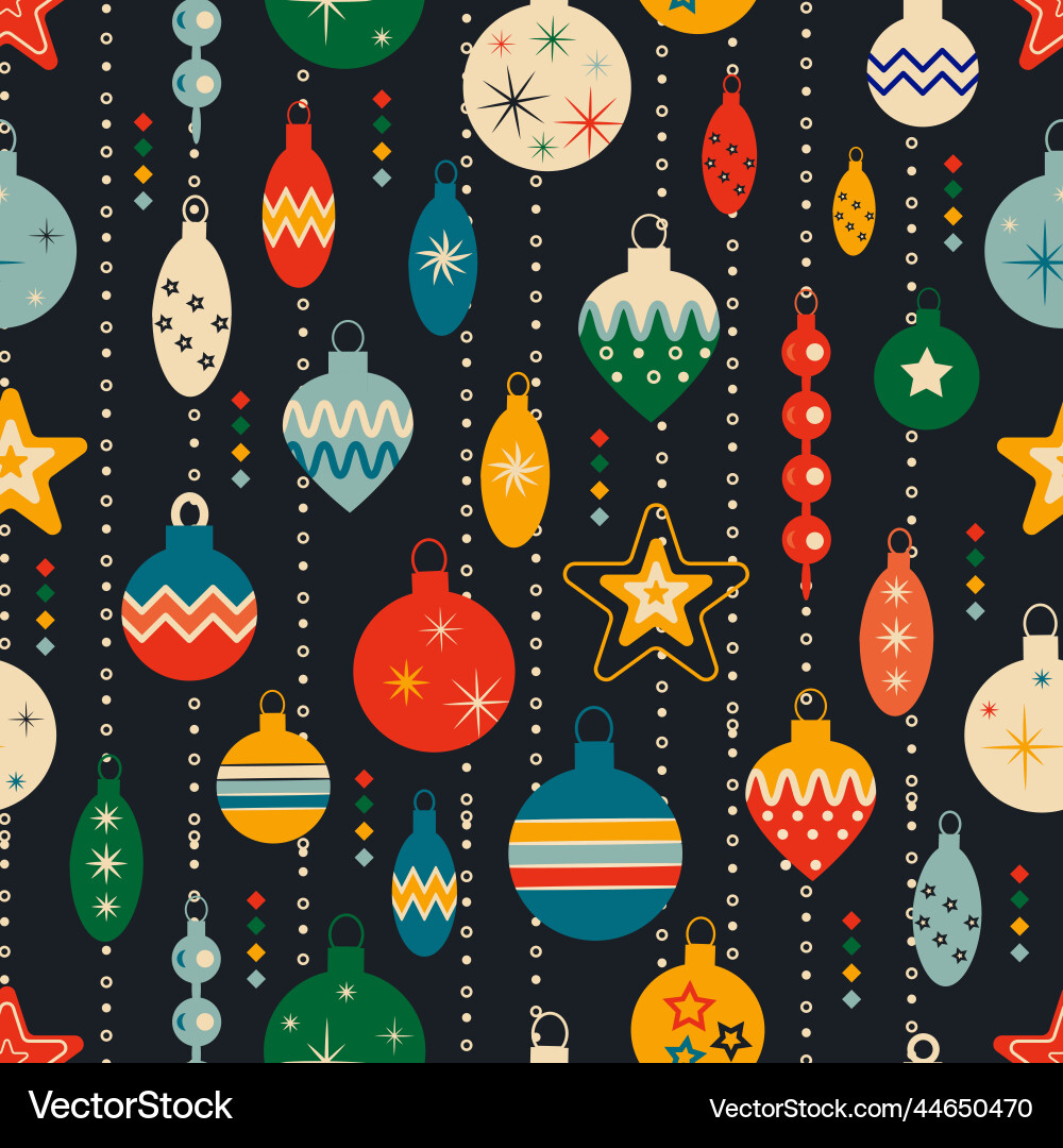 Retro christmas pattern with tree toys christmas Vector Image