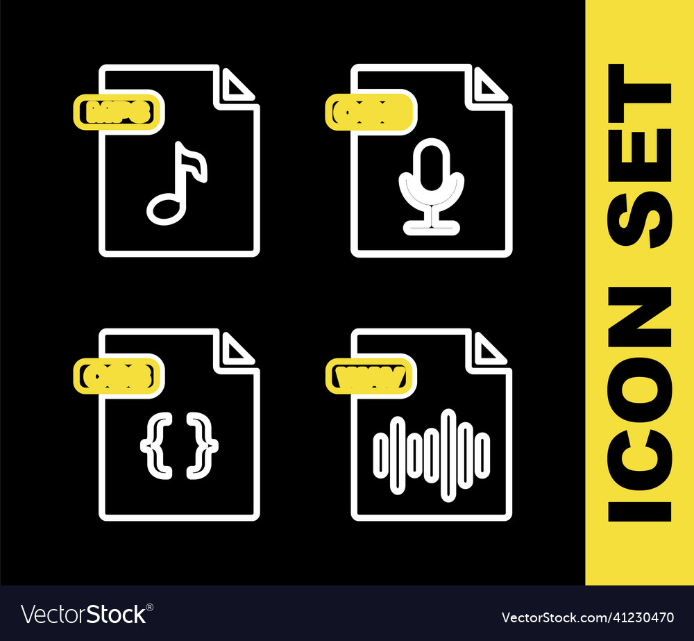 Set line ogg file document wav css and mp3 icon Vector Image Set line ogg file document wav css and mp3 icon Vector Image