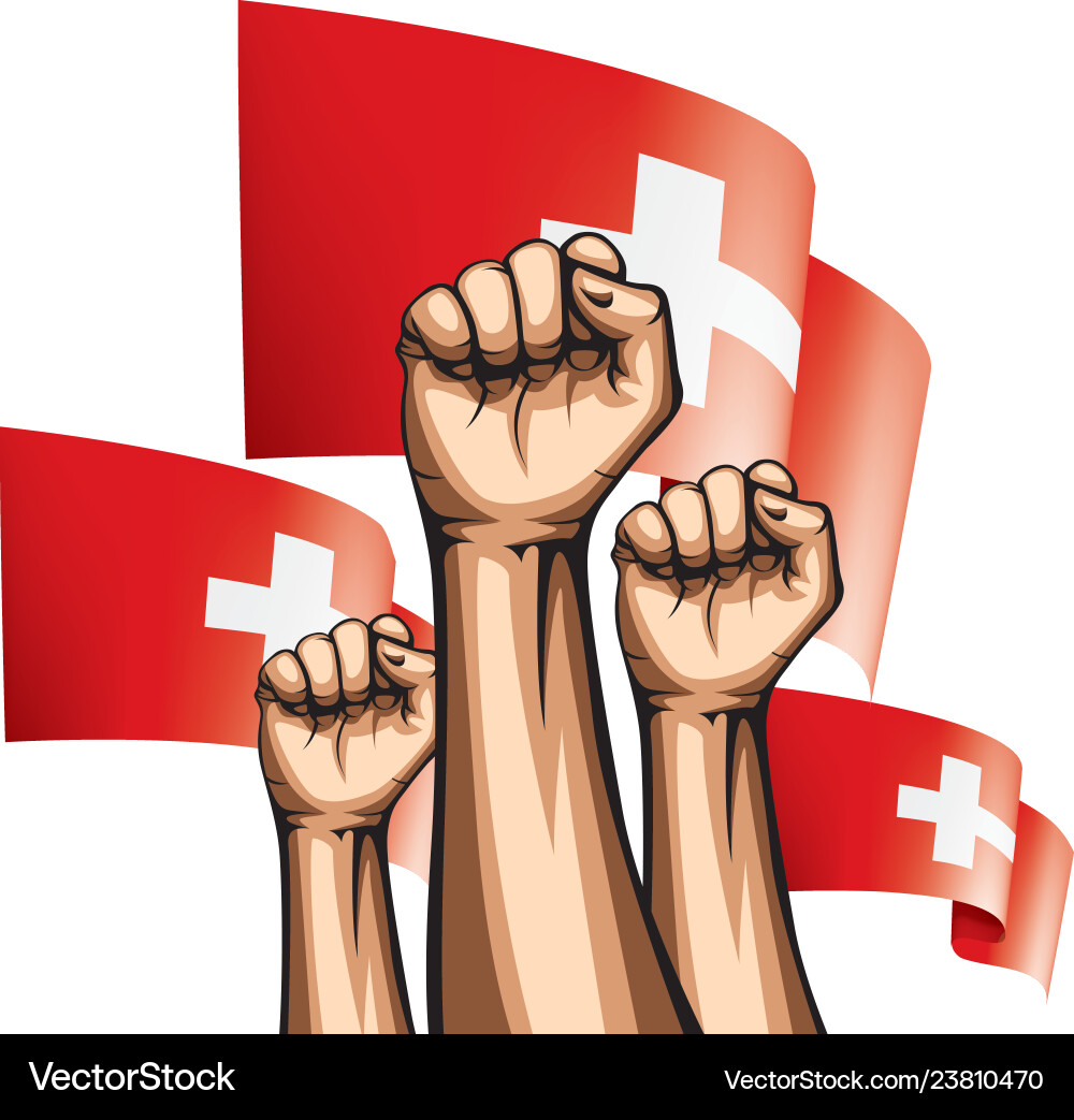 Switzerland and hand on white background Vector Image