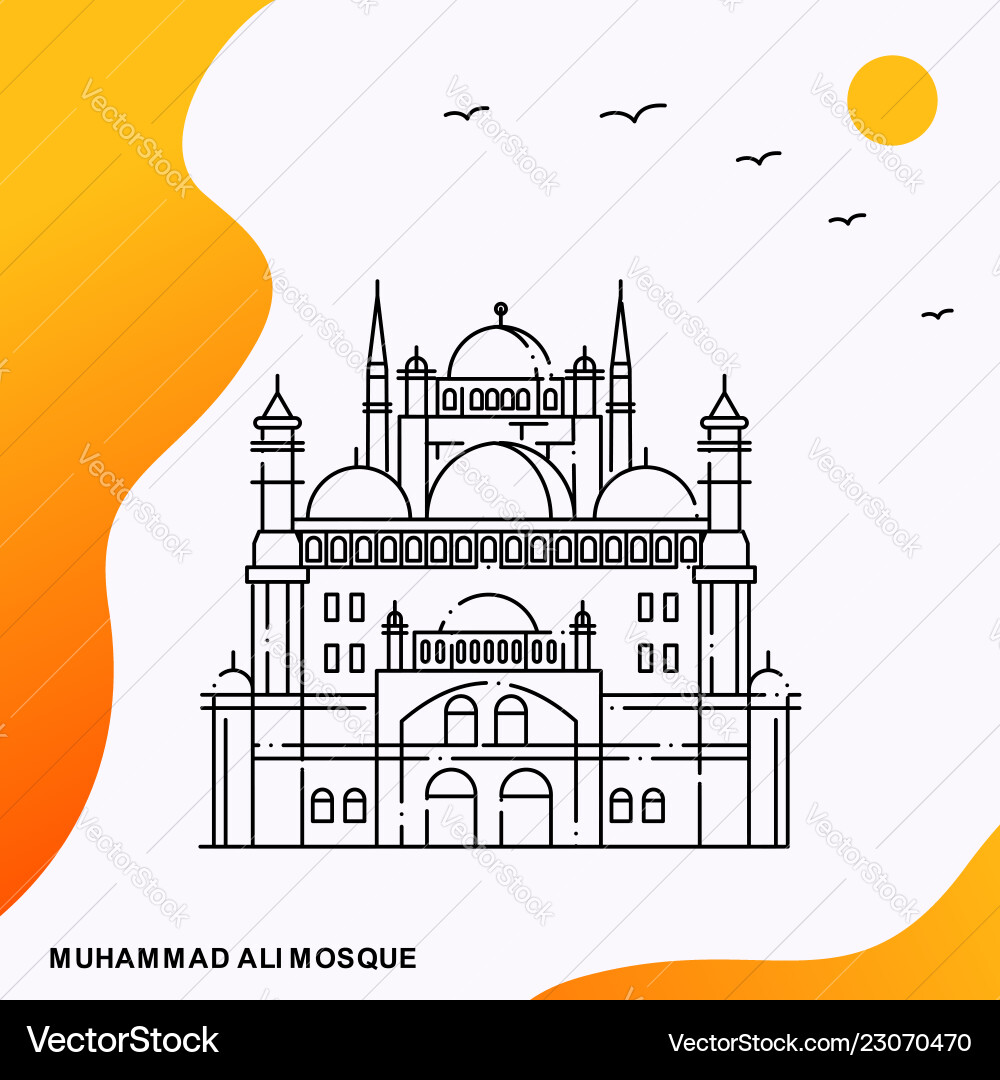 Travel muhammad ali mosque poster template Vector Image