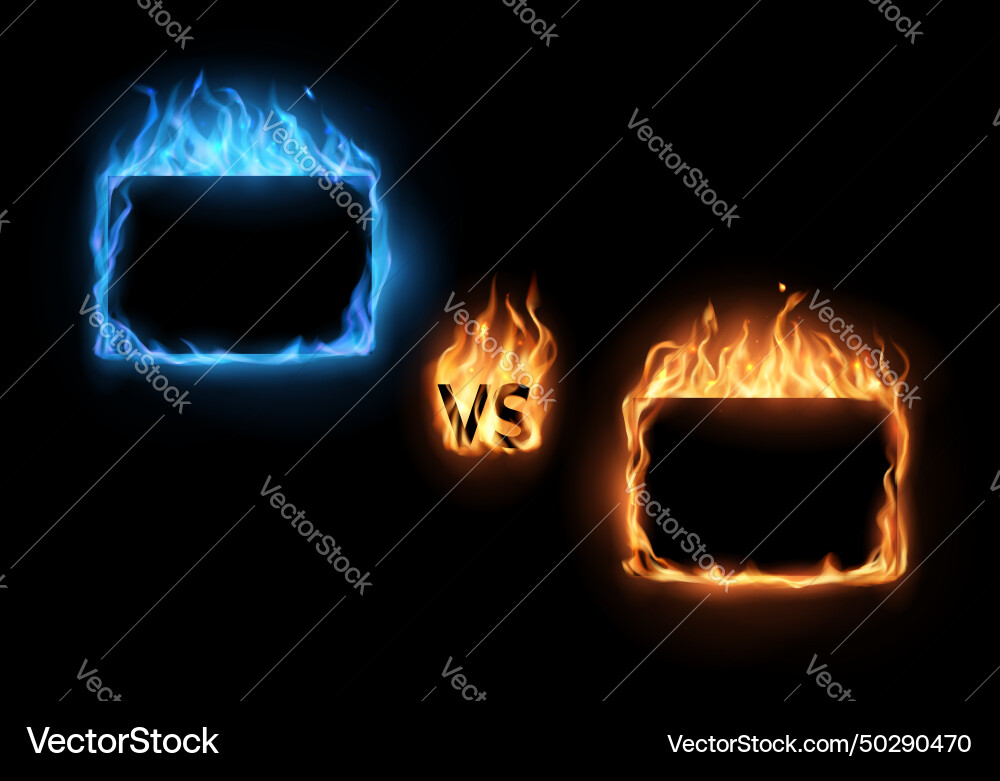 Vs versus fire gas flame frames for fight battle Vector Image
