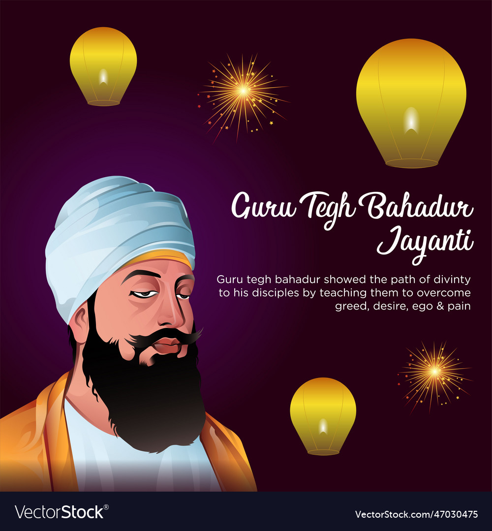 Banner design of guru tegh bahadur jayanti Vector Image