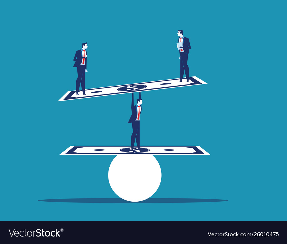 Businessman balancing and standing money concept Vector Image