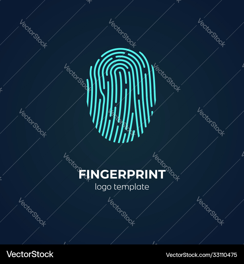 Concept logo with fingerprint scan biometric Vector Image