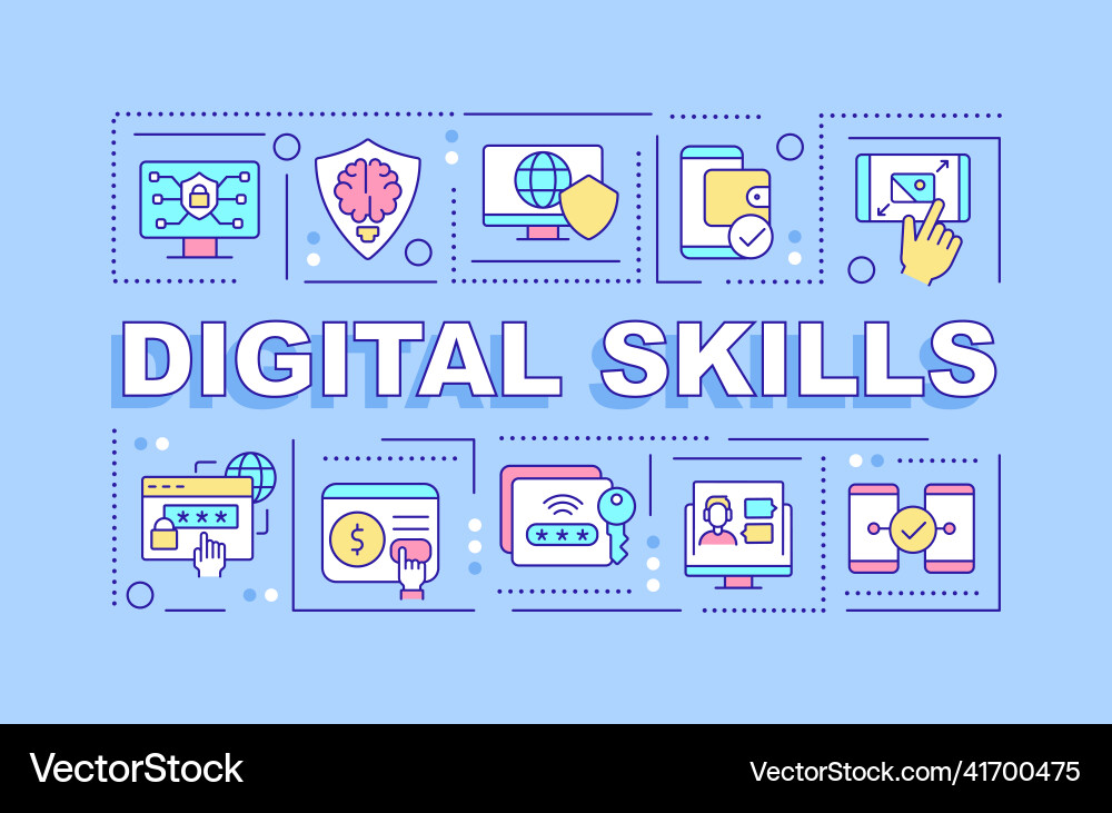 Digital skills word concepts blue banner Vector Image