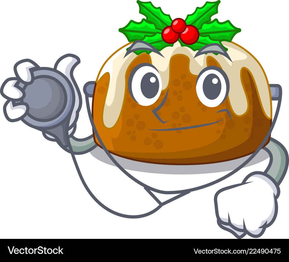 Doctor character traditional christmas pudding Vector Image