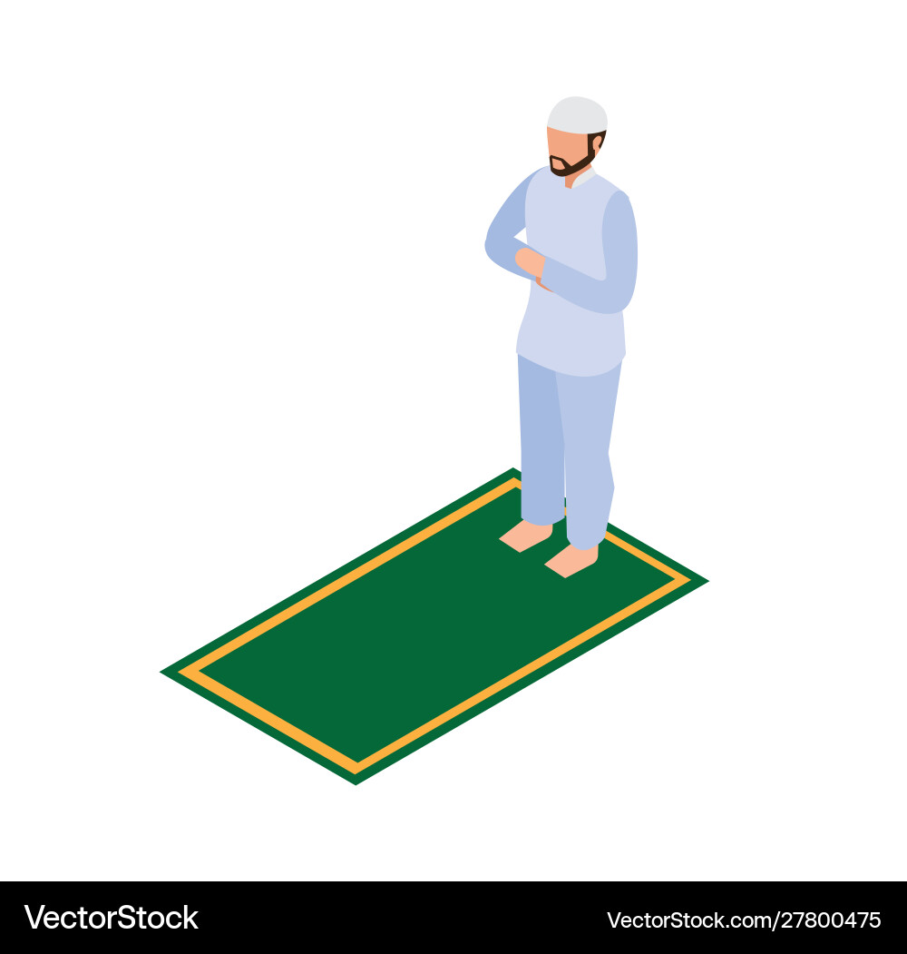 Muslim man pray isometric icon Royalty Free Vector Image