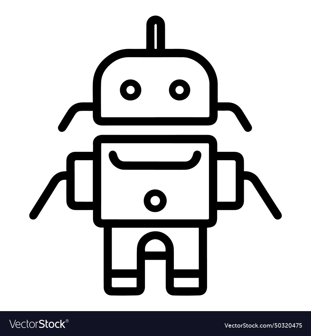 Robot flat icon isolated on white background Vector Image