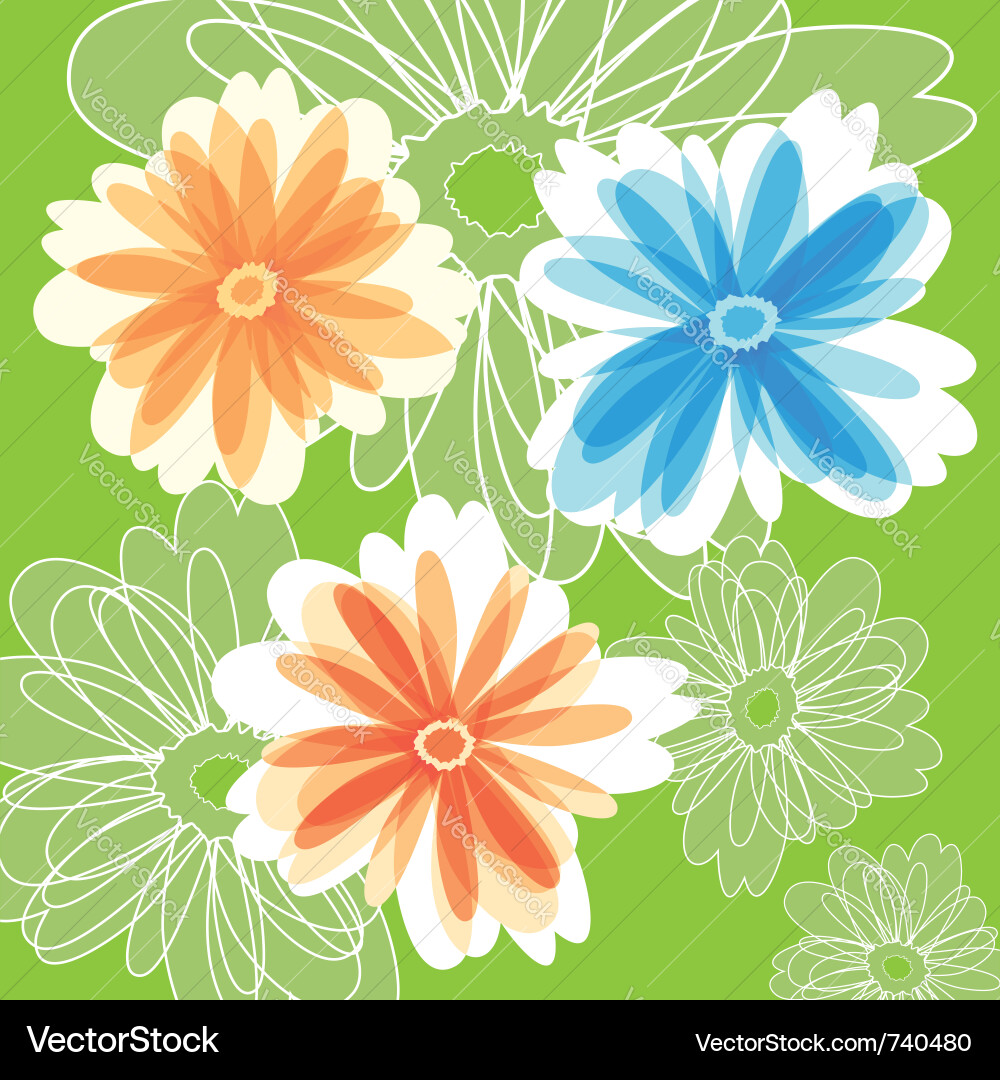Abstract flowers on green color background Vector Image