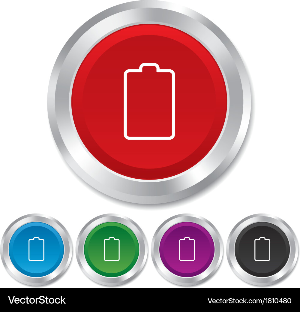 Battery empty sign icon Low electricity symbol Vector Image