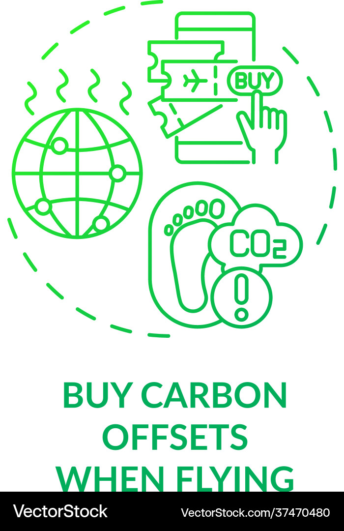 Buy carbon offsets when flying concept icon Vector Image