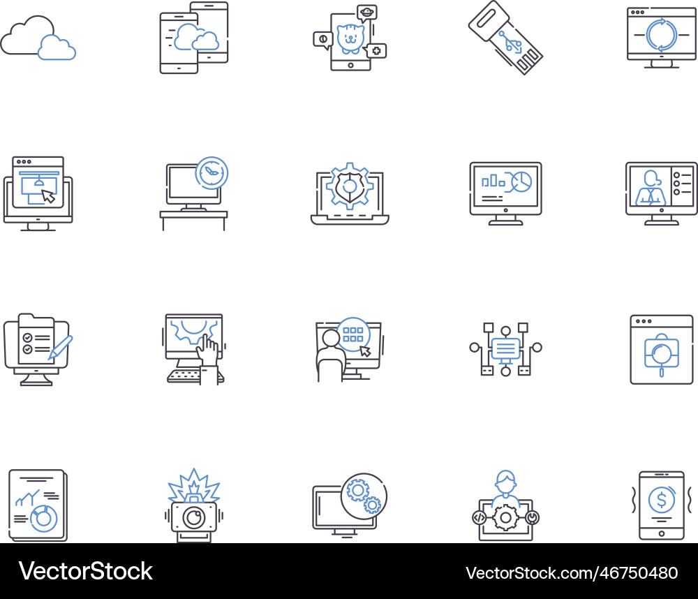 Device outline icons collection gadget Royalty Free Vector